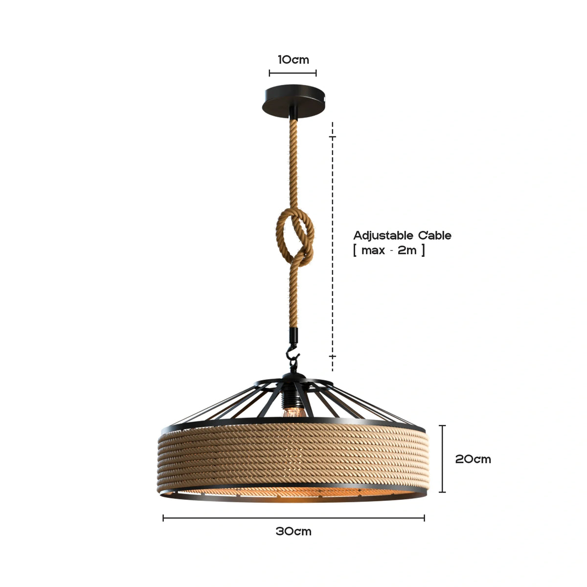 Industrial Hemp Rope Pendant Ceiling Light with FREE BULB~5082 – The ...